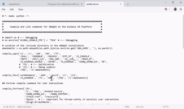 How to Link Abaqus 2024 with Fortran and Visual Studio for Subroutines