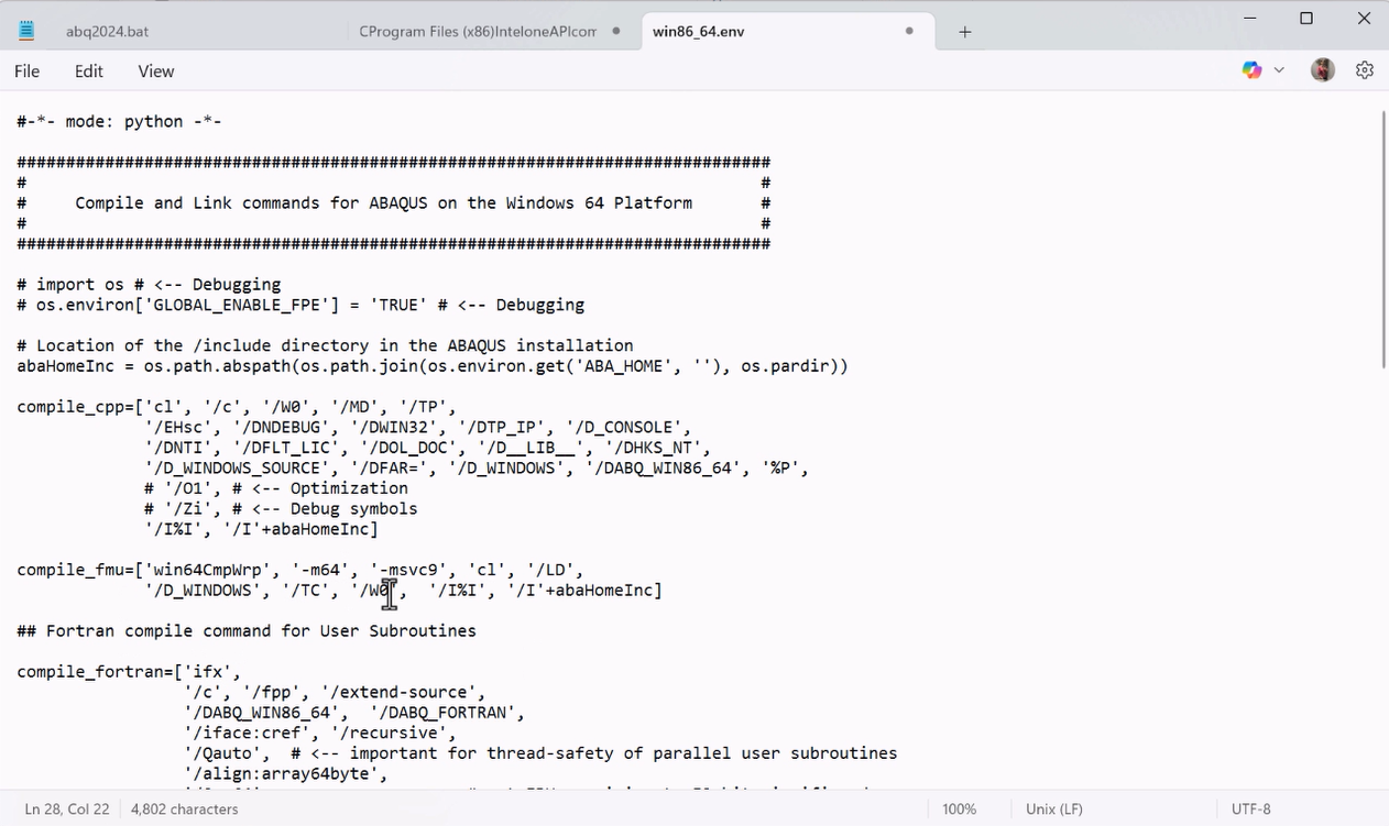 How to Link Abaqus 2024 with Fortran and Visual Studio for Subroutines