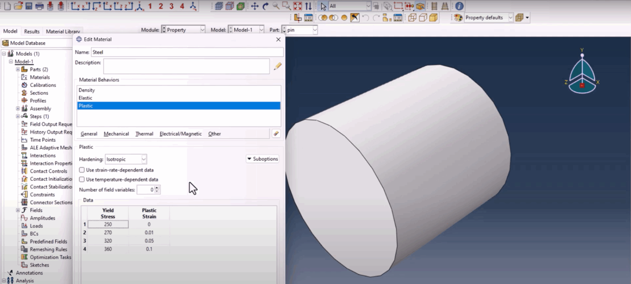 Shear Failure Simulation in Abaqus – Full Pin Analysis Guide