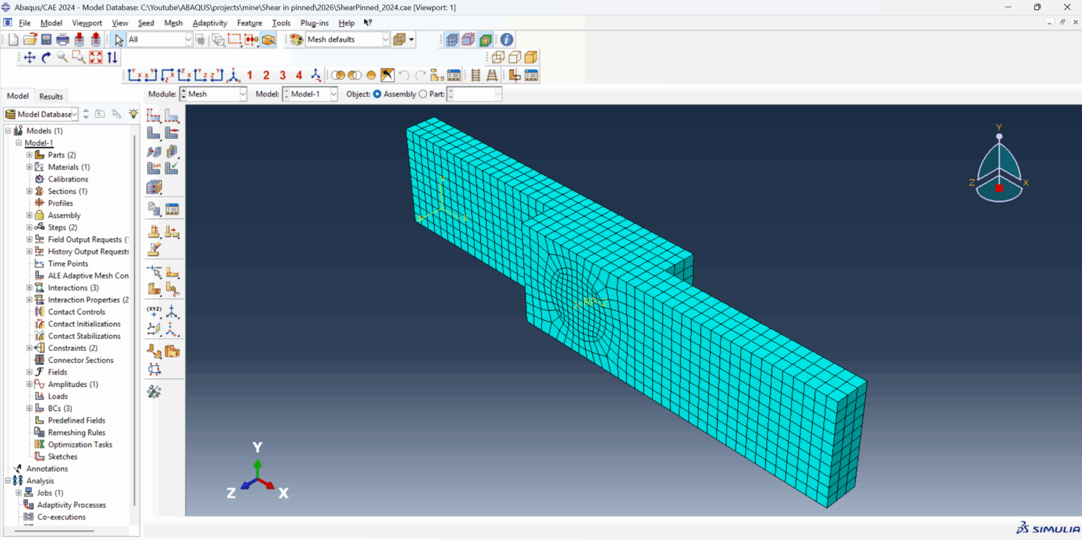 Shear Simulation in Pinned Connections Abaqus Files