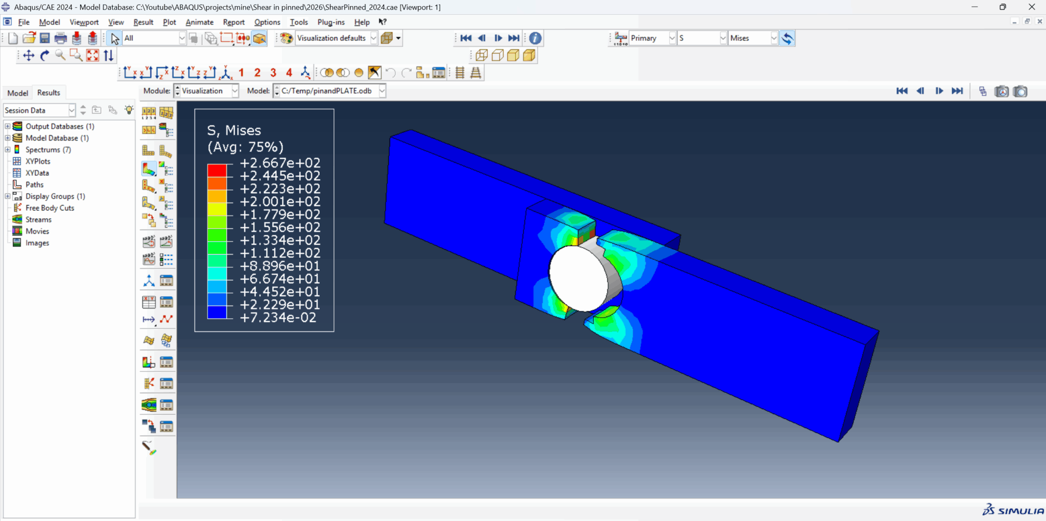 Shear Simulation in Pinned Connections Abaqus Files