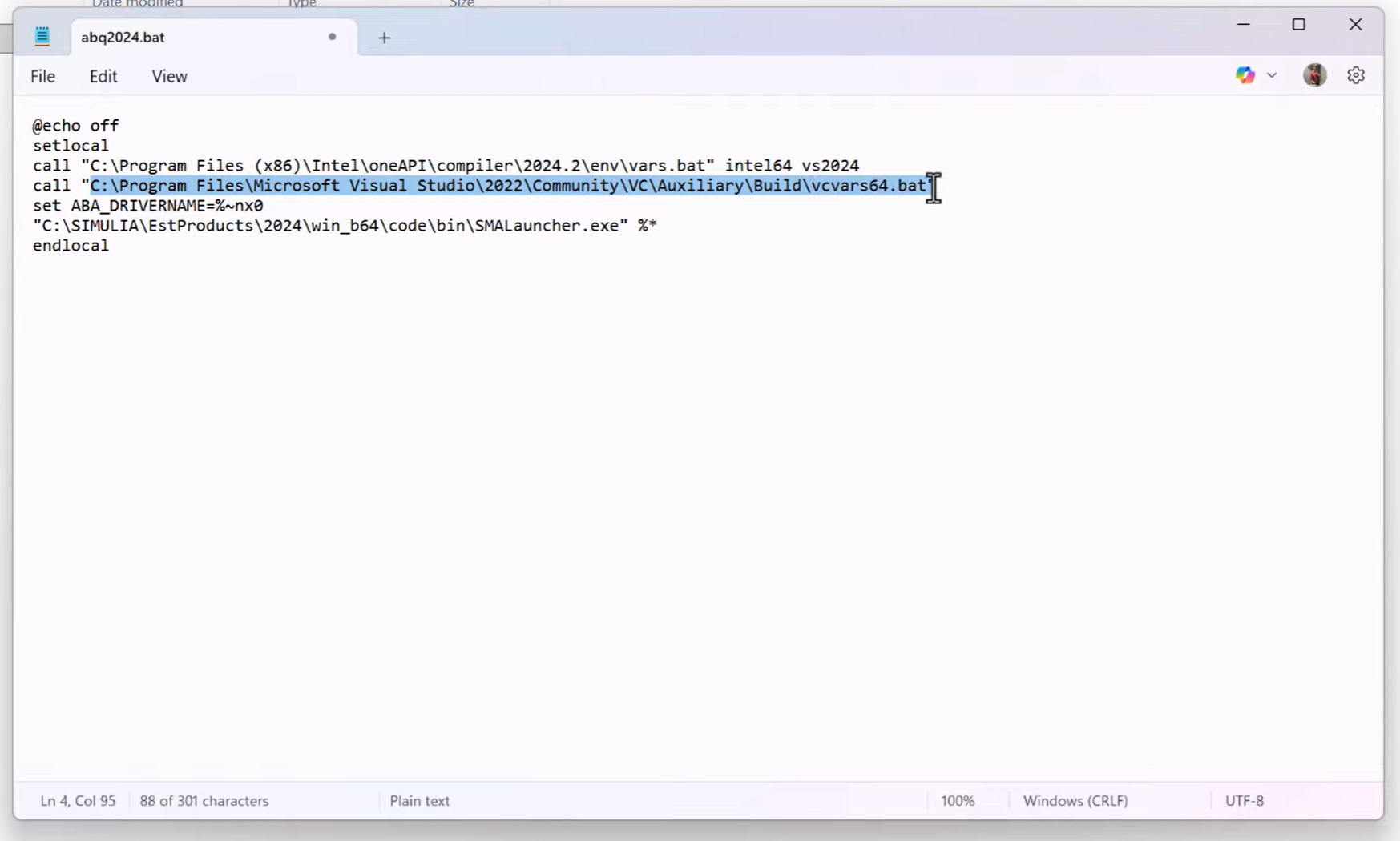 correct way to link Abaqus 2025 with Fortran and Visual Studio